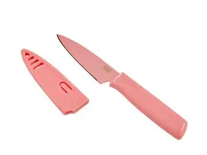 KUHN RIKON Colori Non-stick Straight Paring Knife With Safety Sheath - Pink