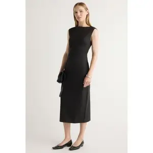 Modern Citizen Cotton Twill Boatneck Dress - Black