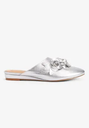 COMFORTVIEW Ayla Embellished Slip-on Mules - Silver