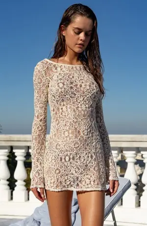 BEACH BUNNY Lace Mini Dress With Open Back