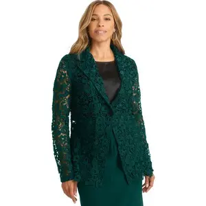 JESSICA LONDON Lace Blazer - Emerald Green
