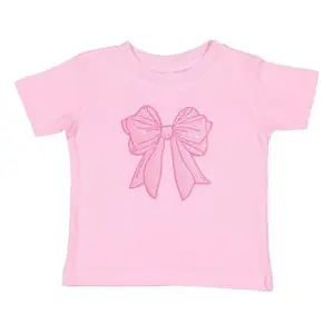 SWEET WINK Bow Sequin Patch Short Sleeve T-shirt