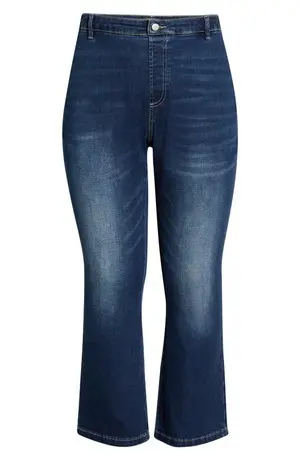 Lyssé Estelle Pull-on Ankle Flare Jeans - Dark Midwash