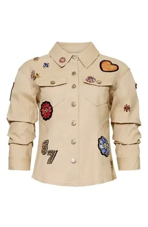 Cinq À Sept Retro Canyon Jacket With Patches - Khaki Multi