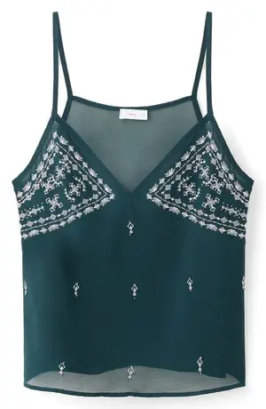 Mango Beaded Embroidered Top - Green