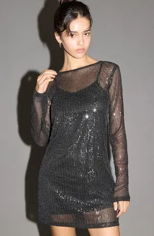 Mango Sequin Embellished Mini Dress
