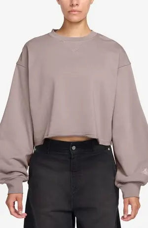 JORDAN Oversized Fleece Crop Sweatshirt - Particle Rose/barely Rose