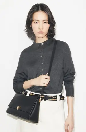 Tory Burch Leather Shoulder Bag - Black
