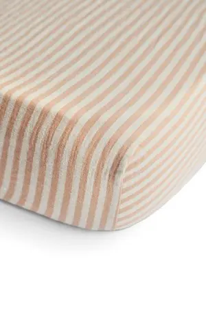 MUSHIE Extrasoft Cotton Muslin Crib Sheet - Natural Stripe
