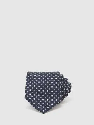 REISS Dario Silk-blend Micro-square Tie - Navy