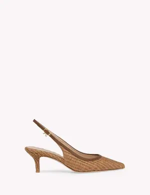 GIANVITO ROSSI Minorca Raffia Slingbacks