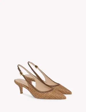 GIANVITO ROSSI Minorca Raffia Slingbacks