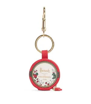 Harrods Strawberry Jam Pot Keyring - Red