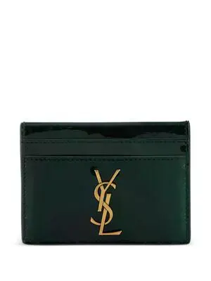 Saint Laurent Cassandre Patent-leather Cardholder - Green