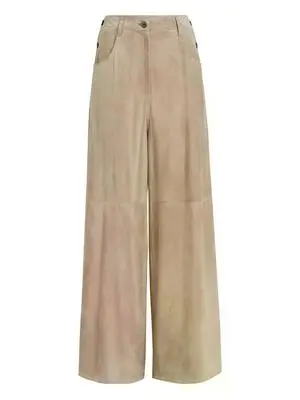 Brunello Cucinelli Suede Trousers With Monili Detailing