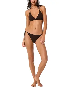 REISS Riah Fixed Triangle Bikini Top - Chocolate