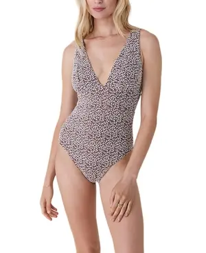 ANDIE Mykonos Deep Plunge One Piece Swimsuit - Nutmeg