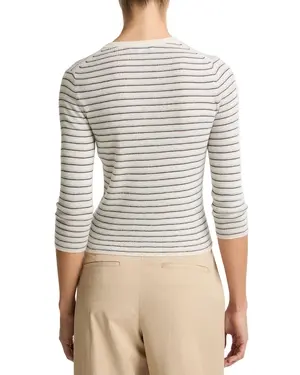 Vince Striped High V-neck Top