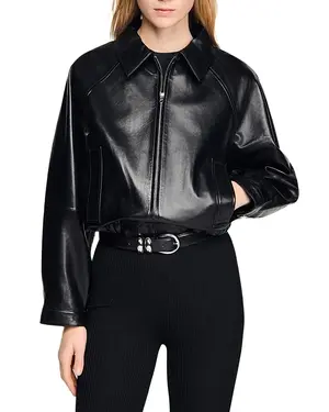 Sandro Lambskin Leather Jacket