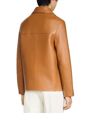 Sandro Philip Lambskin Leather Jacket - Camel