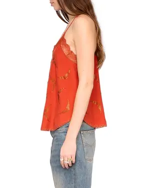 Zadig&Voltaire Christy Silk Camisole With Wing Embellishments - Spice