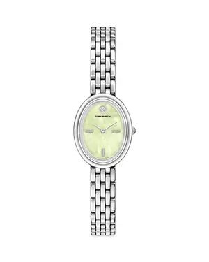 Tory Burch Oval Watch, 22mm X 28mm - Silver/mother Of Pearl