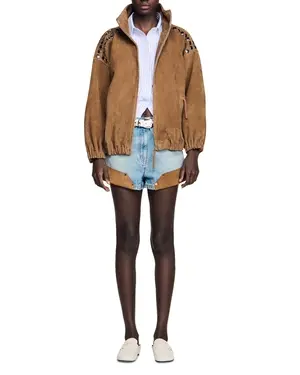 Sandro Studded Suede Jacket