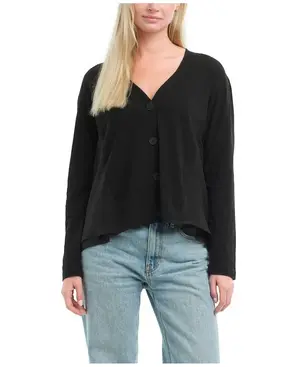 WILT CLOTHING Button-front Mixed Cardigan - Black