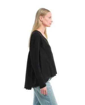 WILT CLOTHING Button Front Mixed Cardigan - Black