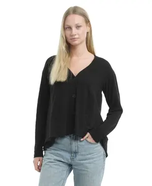 WILT CLOTHING Button Front Mixed Cardigan - Black
