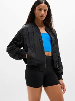 Athleta Citybound Relaxed Bomber Jacket - Black