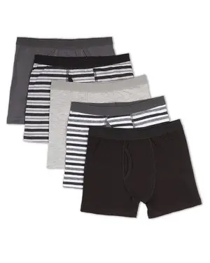 MEMOI Pairs Solids And Stripes Multi Boxer Briefs - Gray Multi