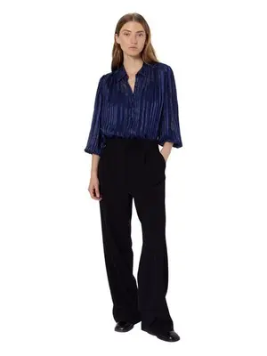 Gerard Darel Annick Sheer Lurex Stripe Blouse