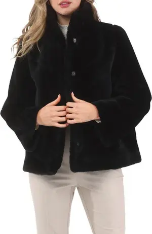 Gorski Genuine Shearling Reversible Jacket - Black/black