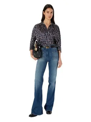Gerard Darel Ariane Geometric Print Boxy Blouse