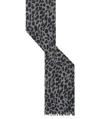 Gerard Darel Rosalie Leopard Pattern Scarf - Navy Blue