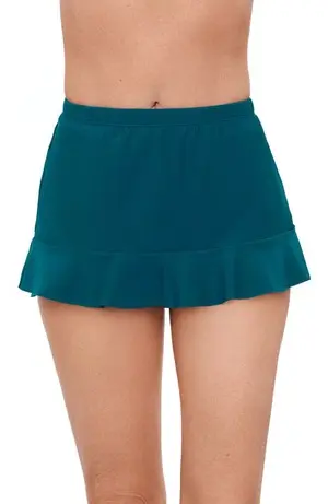 AQUA GREEN High Waist Slimming Ruffle Skirt Swimsuit Bottom - Lagoon