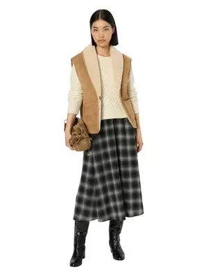 Gerard Darel Basma Checked Midi Skirt