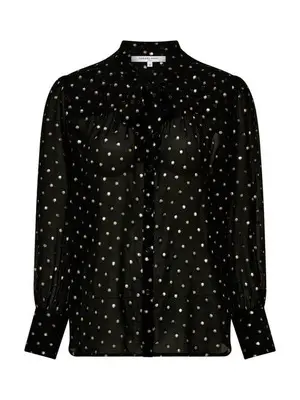 Gerard Darel Andree Sheer Metallic Polka Dot Blouse