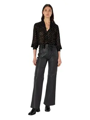 Gerard Darel Andree Sheer Metallic Polka Dot Blouse