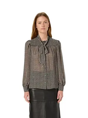 Gerard Darel Alisha Sheer Tie-neck Blouse
