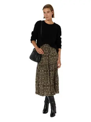 Gerard Darel Billie Flared Printed Midi Skirt