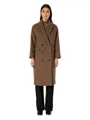 Gerard Darel Mady Double-breasted Midi Length Coat - Brown