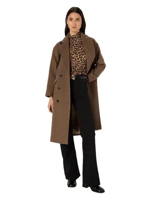 Gerard Darel Mady Double-breasted Mid-length Coat - Brown