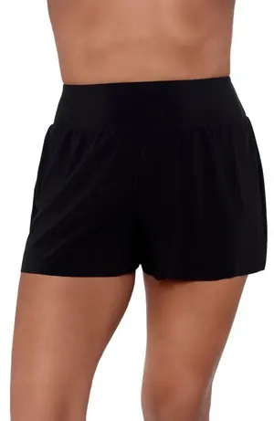 AQUA GREEN Beach Short Swimsuit Bottom - Black