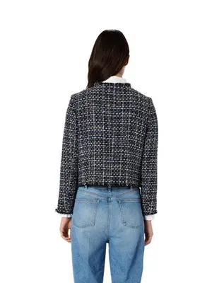 Gerard Darel Naya Cropped Tweed Bouclé Jacket With Metallic Lurex