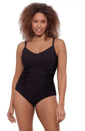 AQUA GREEN Finley Princess Seam One-Piece Swimsuit Black