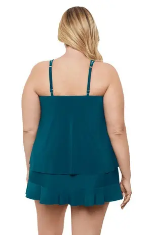 AQUA GREEN Keyhole High Neck Tankini Swimsuit Top - Lagoon