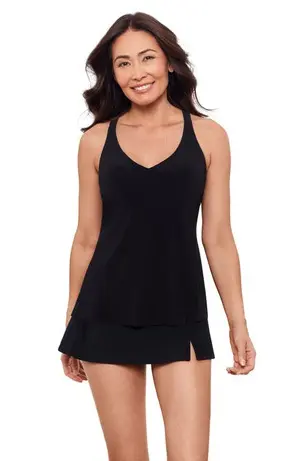 AQUA GREEN Supportive Y-back Tankini Swimsuit Top - Black