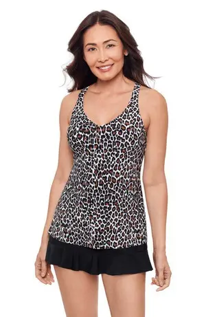 AQUA GREEN Supportive Y-back Tankini Swimsuit Top - Desert Leopard